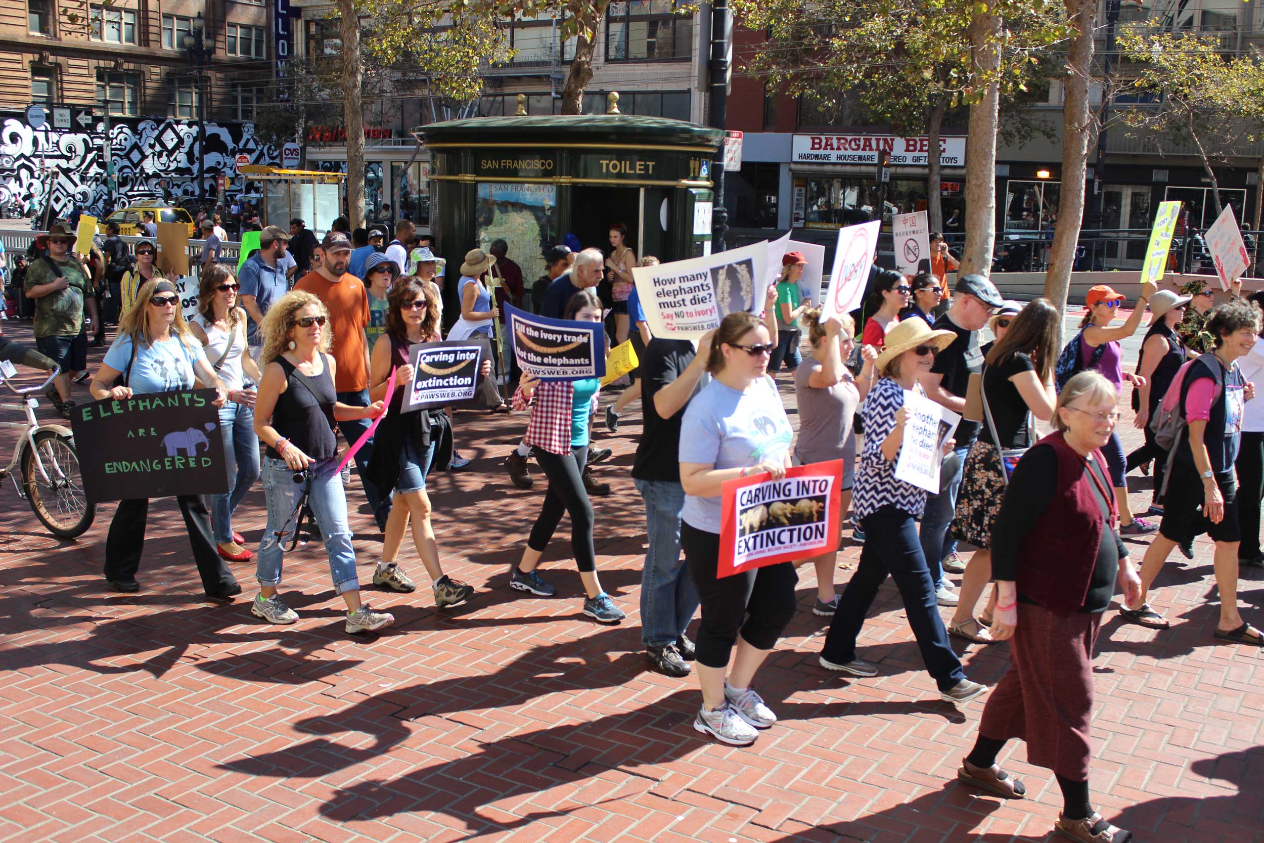Bay Area protesters march in San Francisco against the ivory and rhino ...